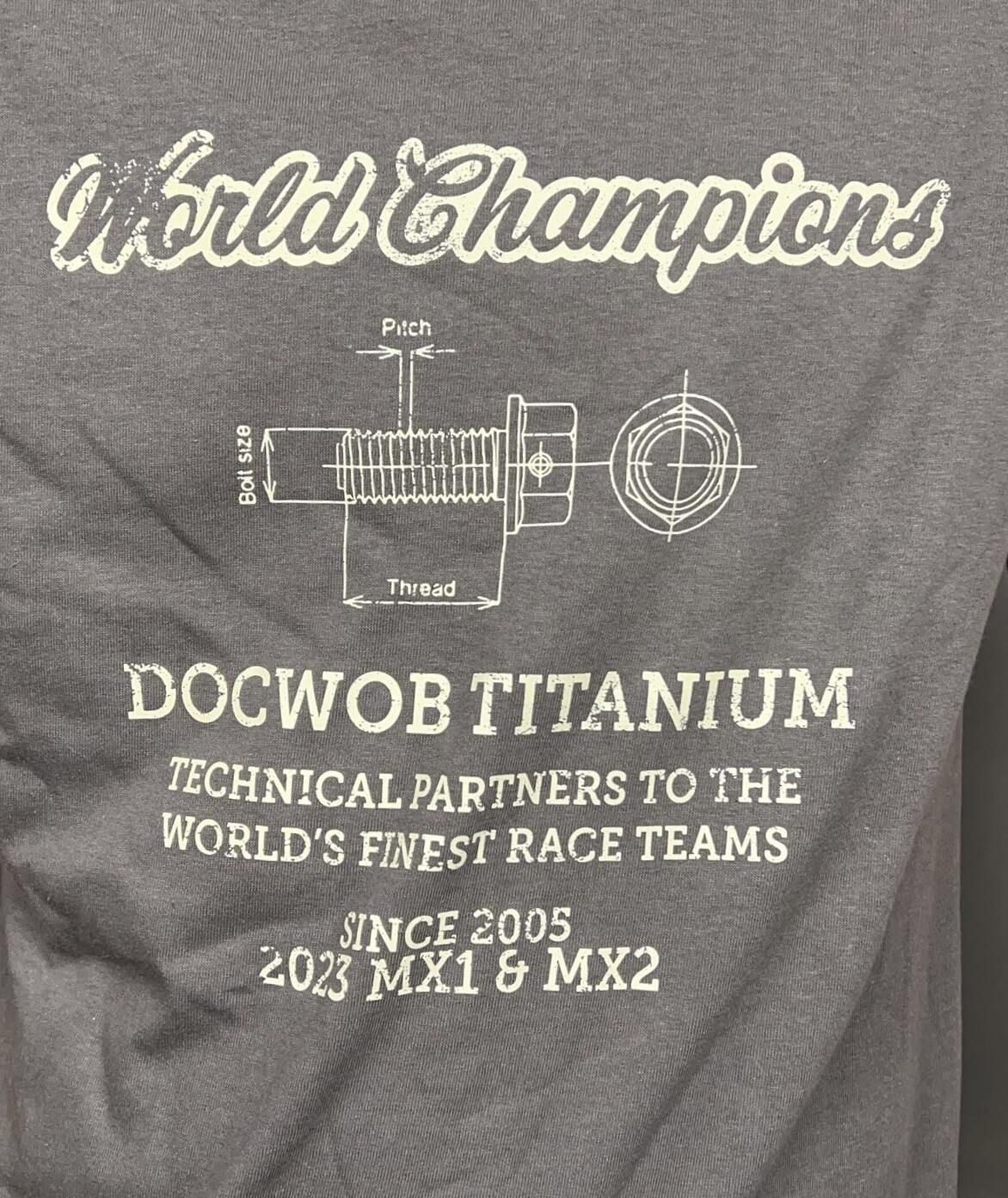 Doc Wob Titanium MX1 MX2 World Champions Casual Motocross T-Shirt Grey | eBay UK