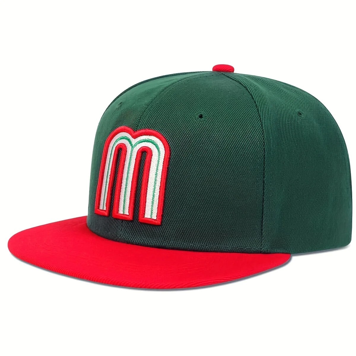 Mexico Baseball Cap Letter M With Embroidered Flag Flat Brim Snapback ...