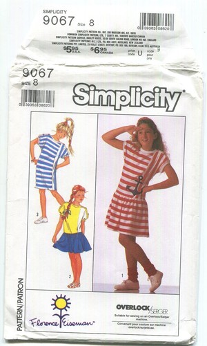 SIMPLICITY 9067 GIRLS' KNIT DRESS W/ APPLIQUE SZ 8 UNCUT 1989 | eBay