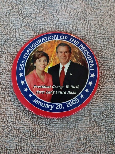 VTG 55TH INAUGURATION GEORGE W. BUSH, LAURA BUSH PINBACK PIN BUTTON JAN ...