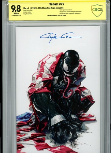 Venom #27 2020 Marvel CBCS 9.8 White Black Flag Crain Virgin Variant ...