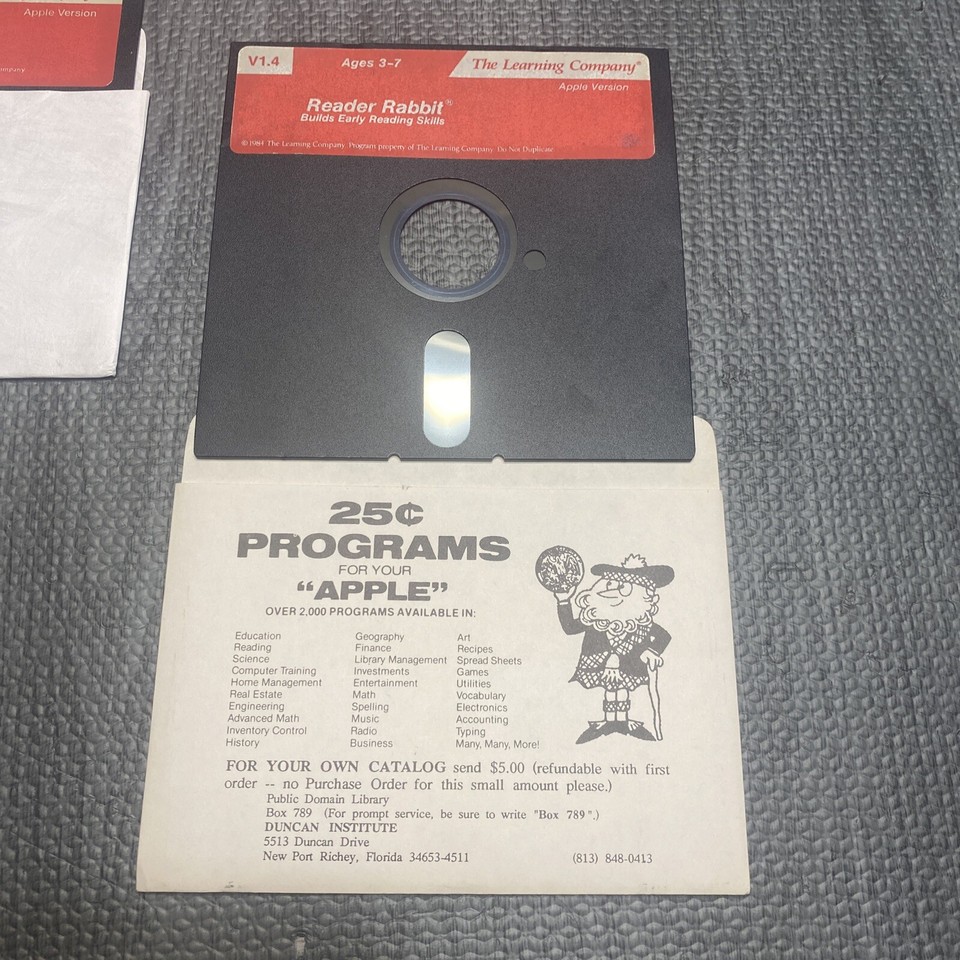 5.25" floppy disk - The Learning Company Reader Rabbit V1.4 W/ 2 Math ...