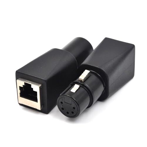 2 Pack DMX to RJ45 Connector 5 Pin XLR Adapter to Ethernet Female Plug ...