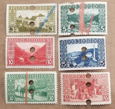 Scott Bosnia Herzegovina 32b 33 35 37b 38 41 1906 Postage Stamp Mint ...