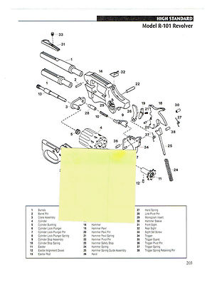 HIGH STANDARD MODELS R-101, R-108 REVOLVERS EXPLODED VIEW/ PARTS LIST ...