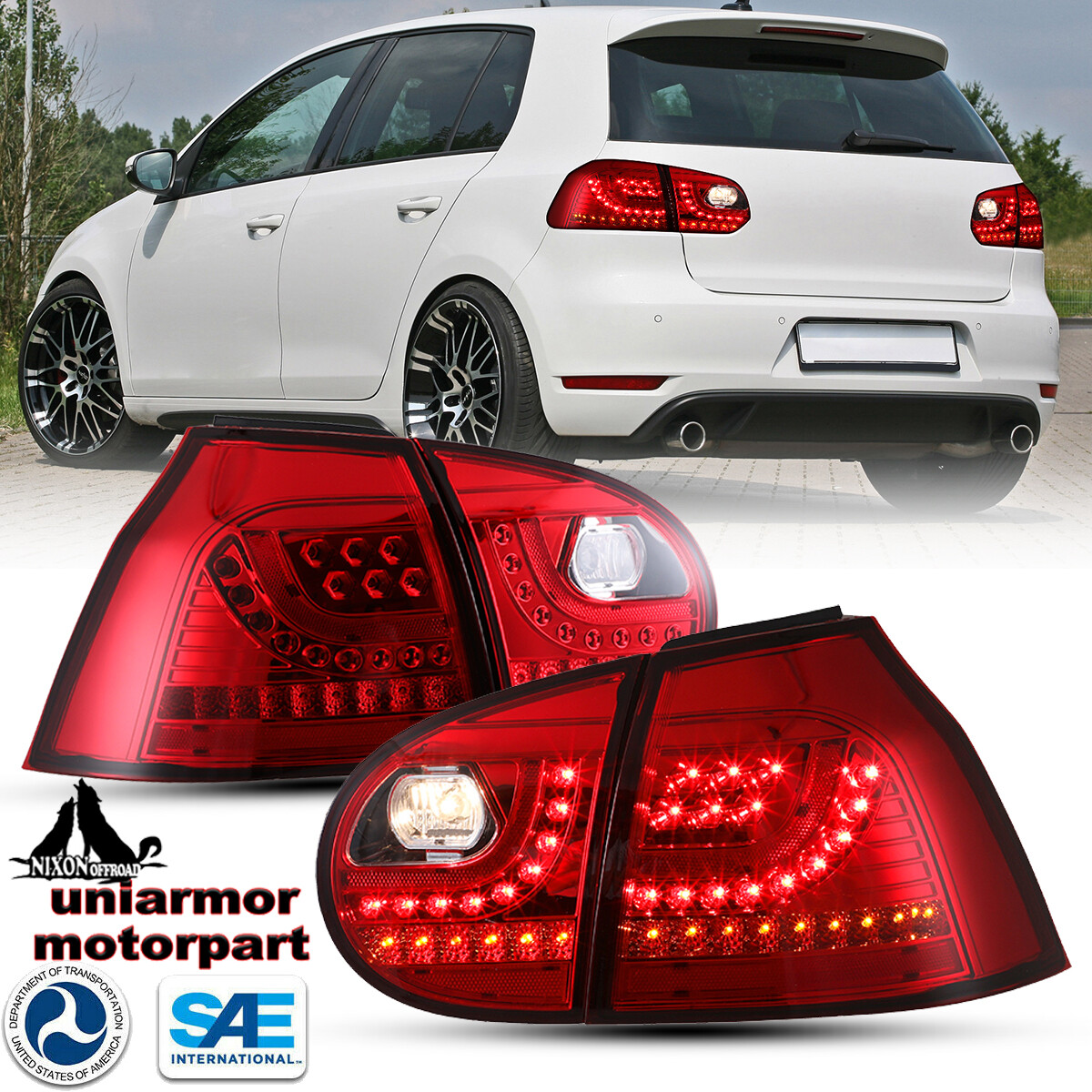 For 06-09 Volkswagen VW MK5 Golf 5 GTI Rabbit LED Tail Lights Rear ...