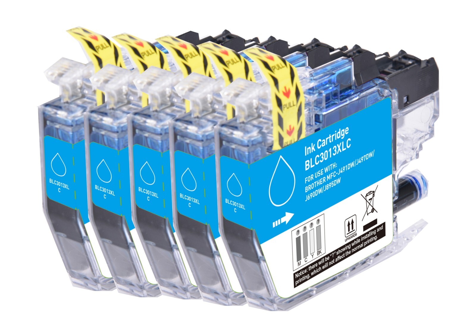 5PK CYAN Printer Ink +Chip fits Brother LC3013 MFC-J491DW MFC-J497DW ...