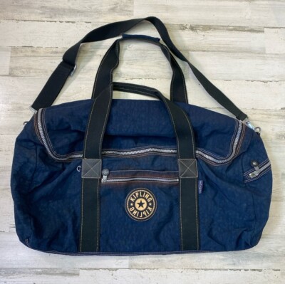 Vtg Kipling Duffle Travel Big Bag Extra Large Weekend Blue Nylon Zip 19 ...