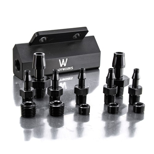 Aluminum 5 Ports Car Vacuum Block Intake Manifold Turbo Boost Fuel Gas ...