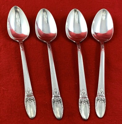 First Love Pattern by 1847 Rogers Silver-Plate Set of 4 Teaspoons 1930 ...