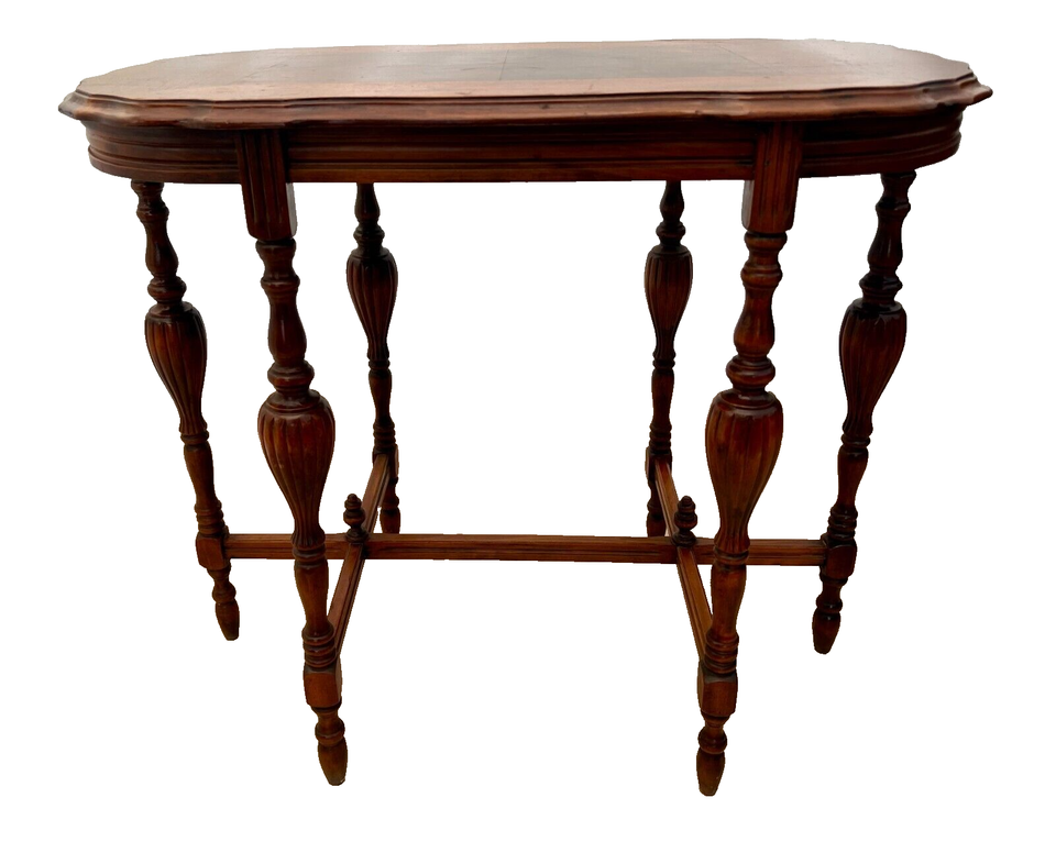 Rare Italian Victorian Parlor Table Six Legs Rectangular shape Burled ...