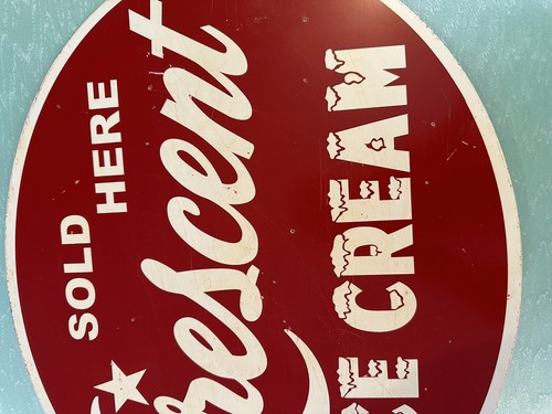 Crescent Ice Cream Dealer 2 SIded Painted Metal Flange Sign (Rare Find ...
