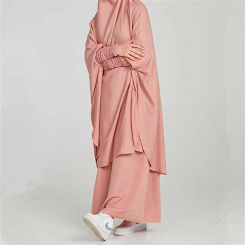 Ramadan Muslim Women Prayer Dress Khimar Caftan Skirt Set Abaya Kaftan ...