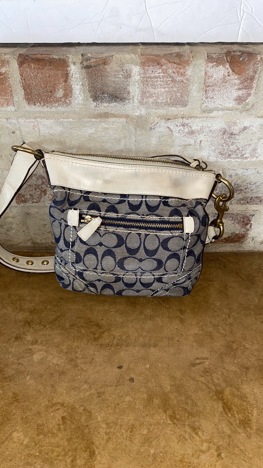 Coach 10402 Signature C Duffle Blue Denim Leather Con… - Gem