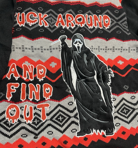 SCREAM GHOST FACE CHRISTMAS UGLY SWEATER ADULT LIGHTS UP BRAND NEW M/L ...