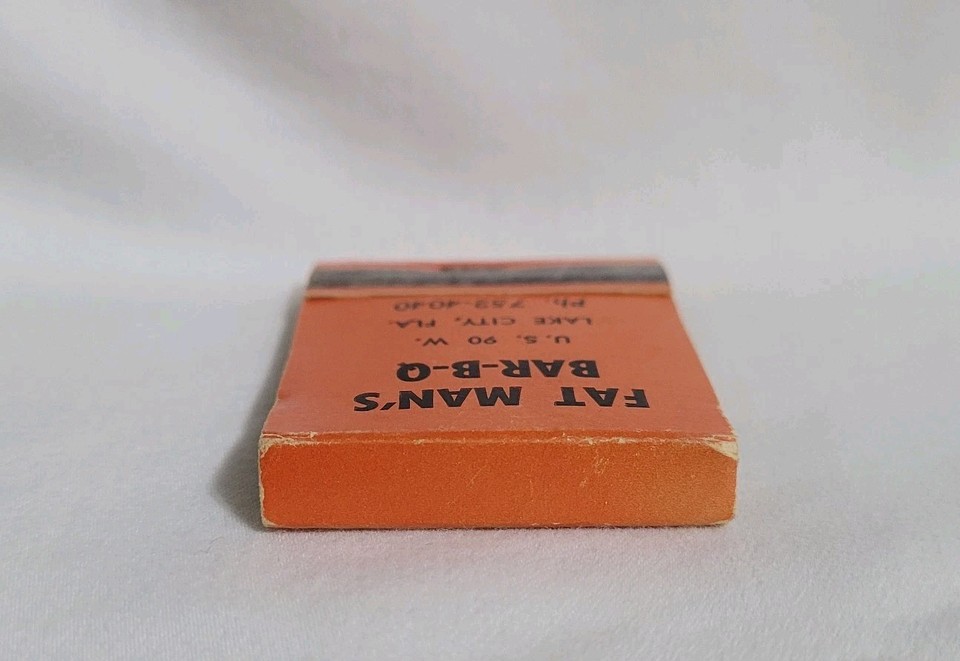 Vintage Fat Man's Bar-B-Q Restaurant Matchbook Lake City Florida ...