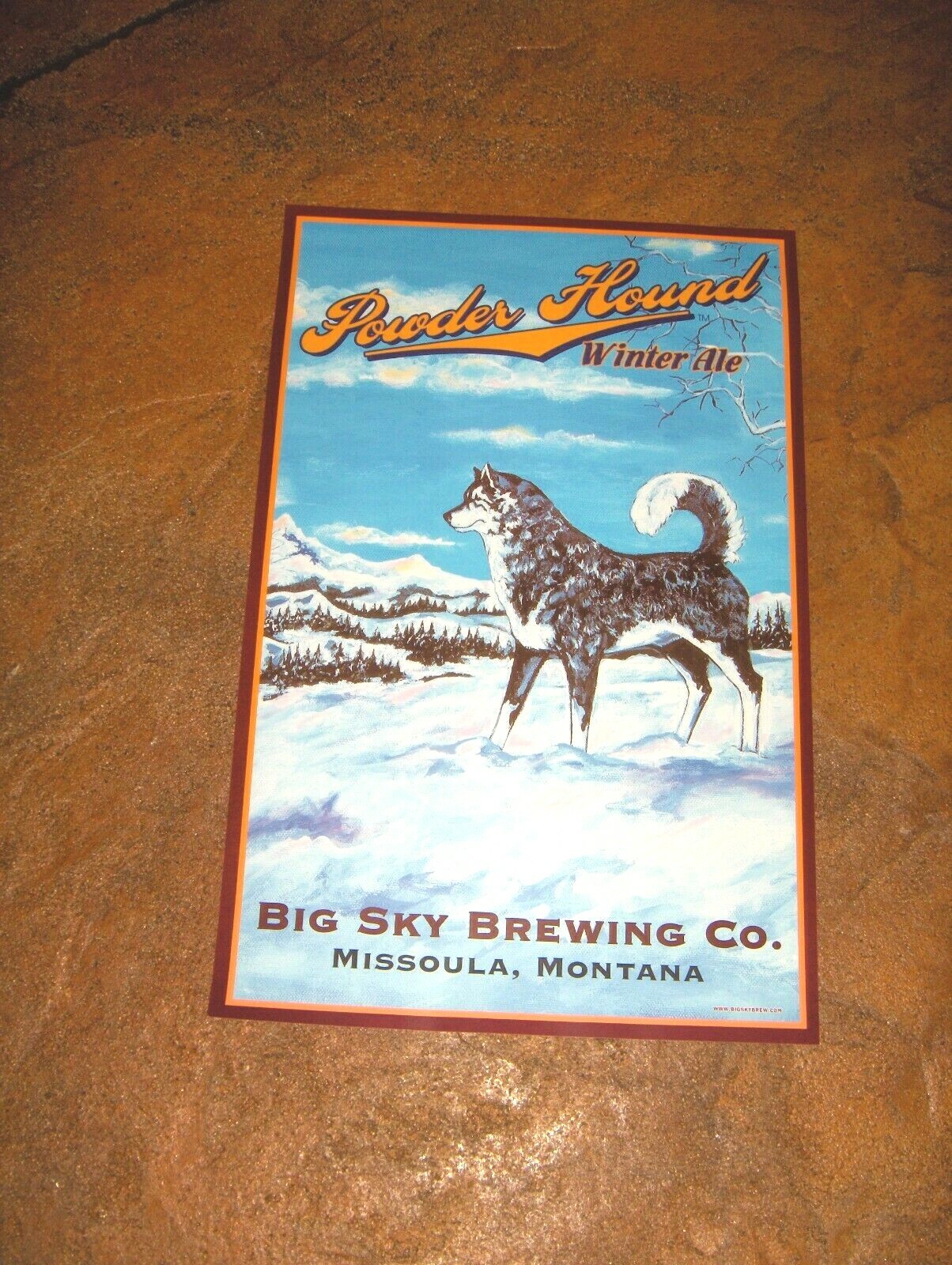 #801* - POWDER HOUND WINTER ALE BEER POSTER - HUSKY DOG - BIG SKY ...