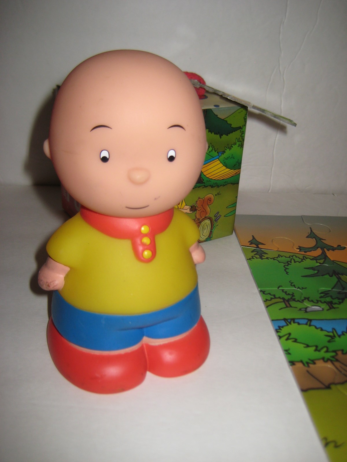 CAILLOU SQUEAKY RUBBER TOY, 6" TALL + JIGSAW PUZZLE (36 PC.) 16"X16" IN ...
