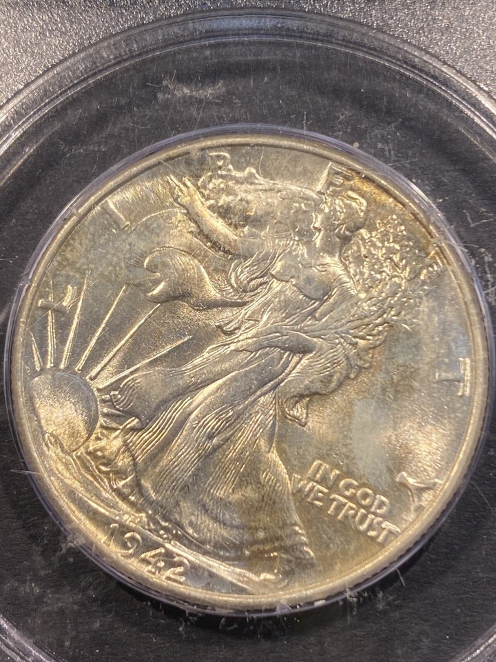 1942 WALKING LIBERTY HALF PCGS MS64 OLD GREEN HOLDER RATTLER SILVER OGH ...
