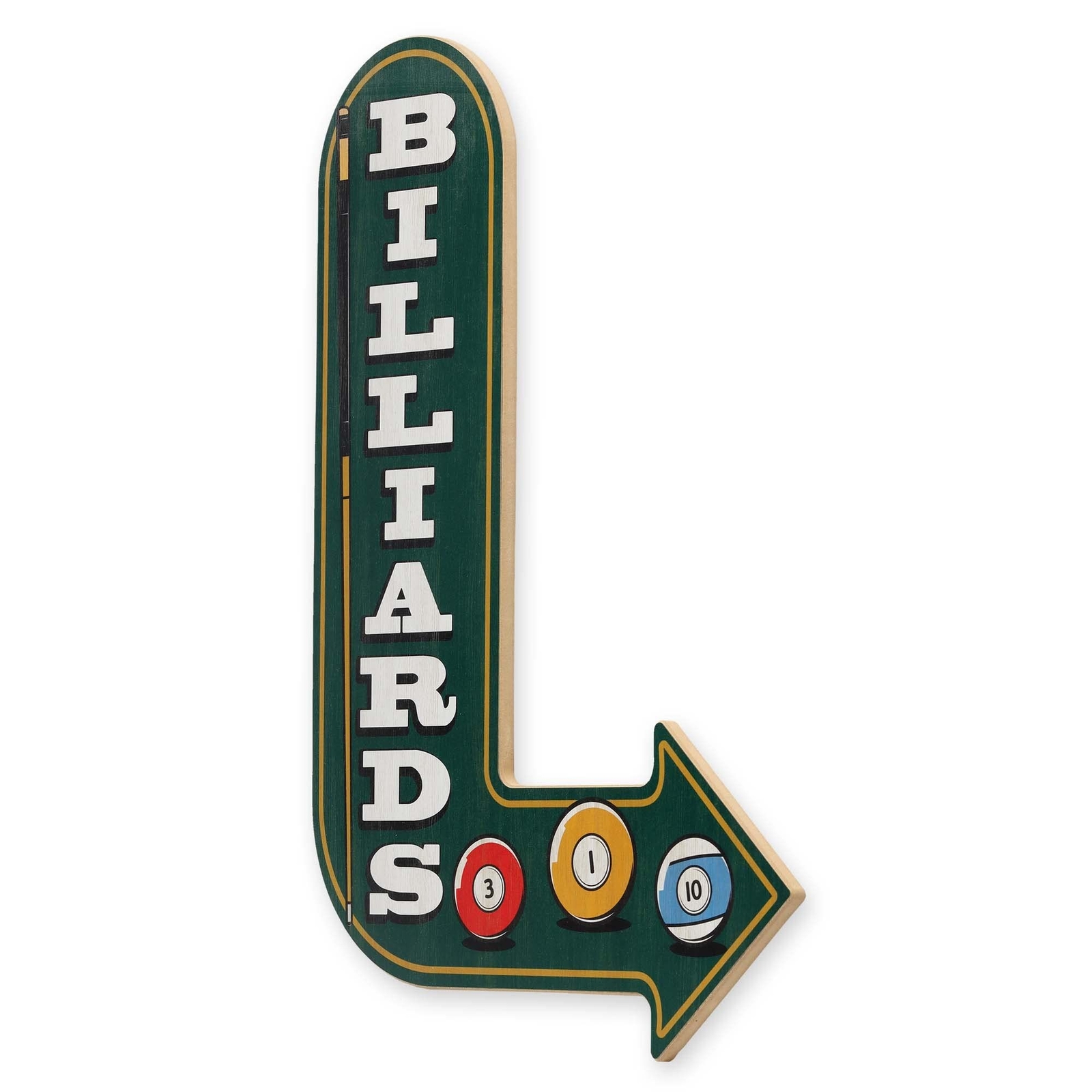 Billiards Arrow Wood Wall Decor - Vintage Billiards Sign for Game Room ...