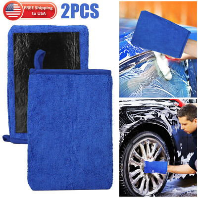 2pcs Microfiber Clay Bar Mitt Cleaning Wash Rag Car Detailing Polishing ...