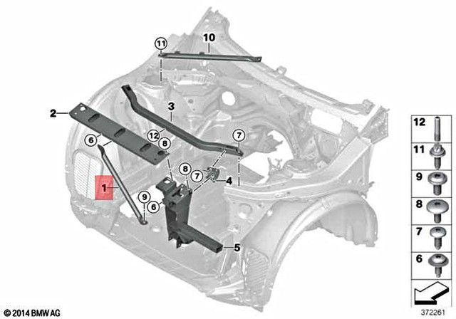BMW OEM 11-14 X3 Radiator Support-vertical Support Right 51647210504 ...