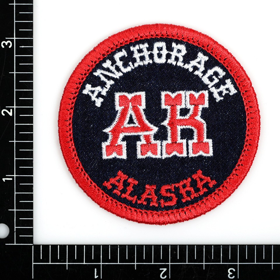 Anchorage Alaska Embroidered Patch Black/Red Iron-On Sew-On Jacket ...