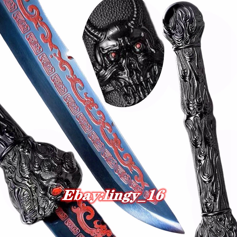 Black Broadsword High Manganese Steel Sharp Chinese KungFu Dao Sword ...