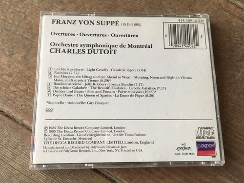 02894144822 Suppe Overtures London Charles Dutoit CD Light Cavalry Poet ...