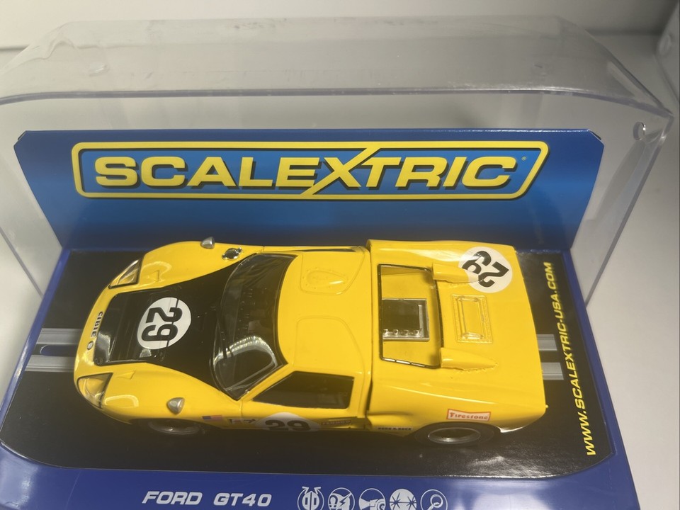 Old Stock Scalextric 1/32 Ford GT40 yellow #29 slot car Lights! | eBay
