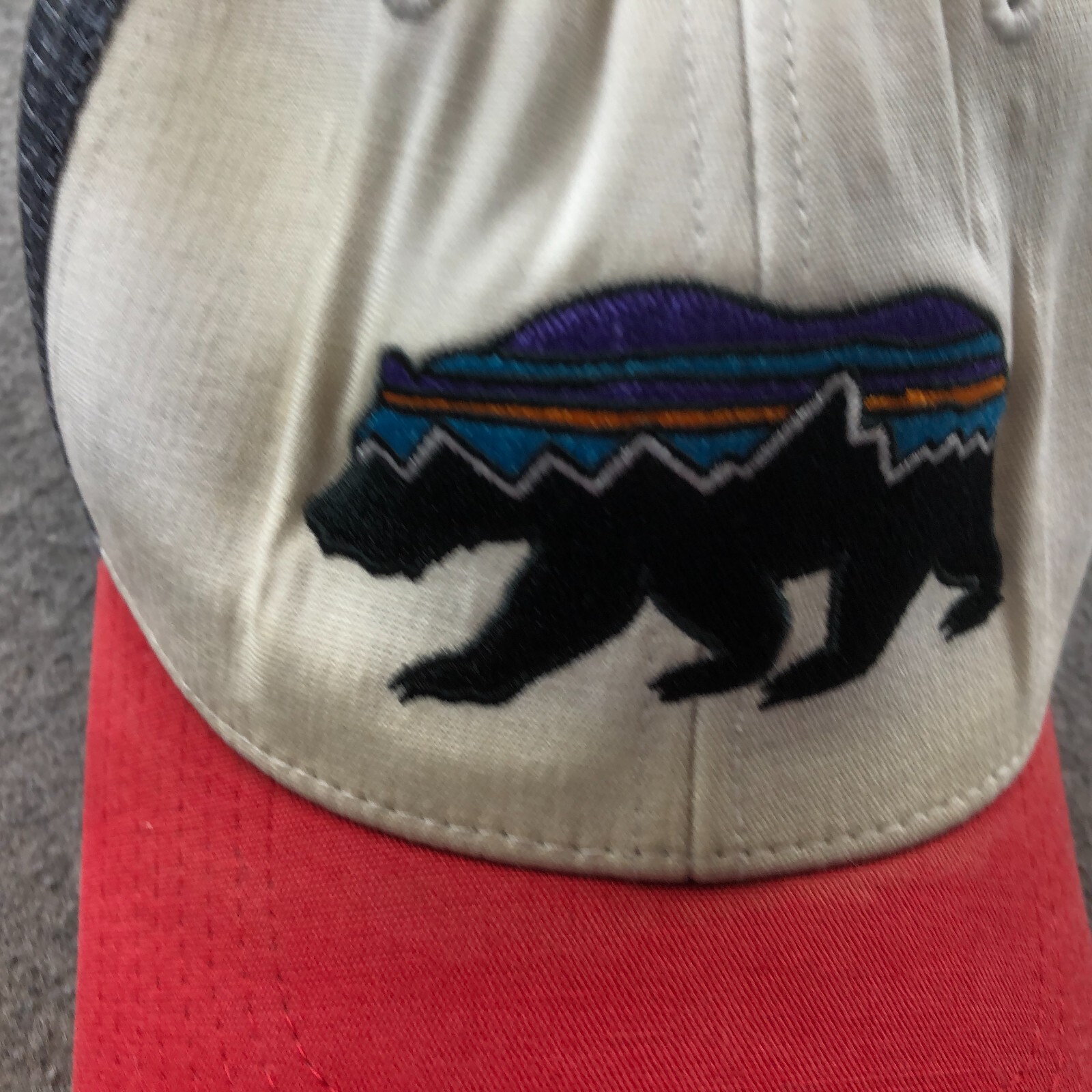 Patagonia Hat Cap Snapback Red Blue Embroidered Bear Mountains Workwear ...