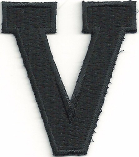 1 7/8" Tall Black Monogram Block letter V Embroidery Patch | eBay