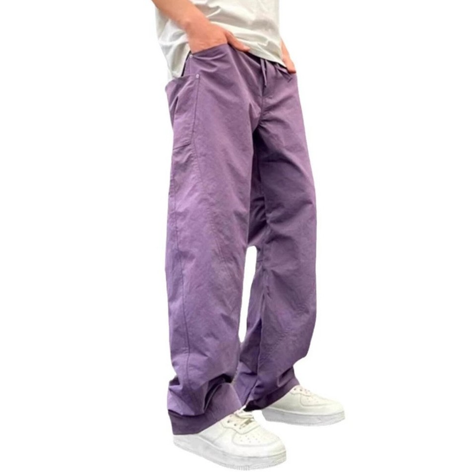 Men's Solid Color Loose Fit Cargo Trousers for Vacation and Daily Wear ...