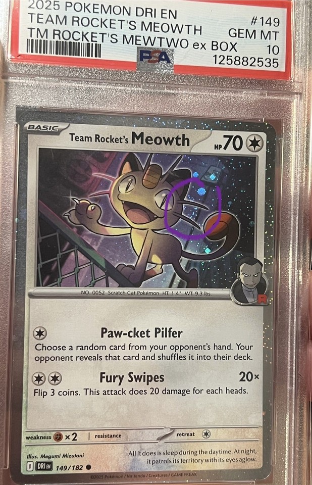 PSA 10 Team Rocket's Meowth Cosmos Holo Promo 149/182 Mewtwo EX Box ...
