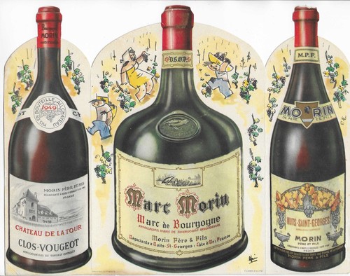 Menu vierge - Grands Crus de BOURGOGNE - Maison MORIN - 1949's | eBay