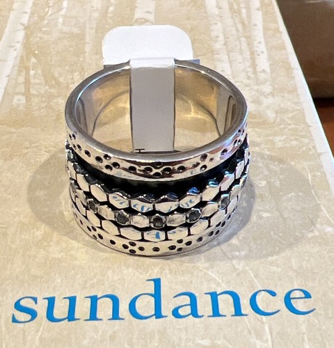 NWT Sundance Catalog Silver Wide Band Spinner “Summer Splash Ring” Size ...
