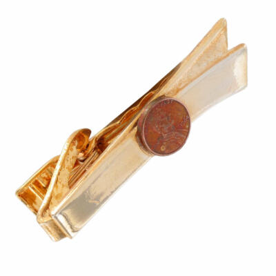 Vintage Tie Clip Mens Gold Tone Mini Coin USA Cent Penny 1 1/2" | eBay