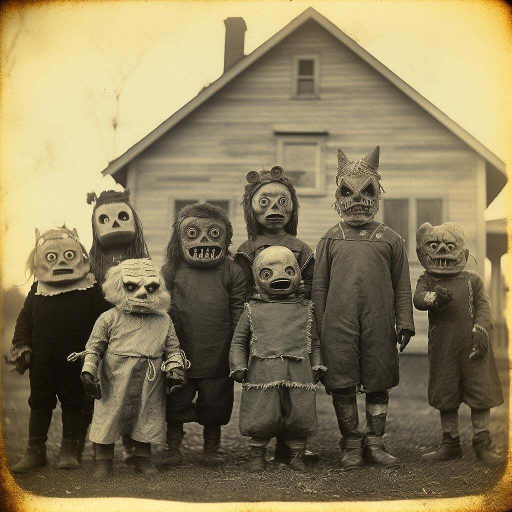 Creepy Kids Vintage Halloween Photo Print Strange Wall Decor Spooky ...