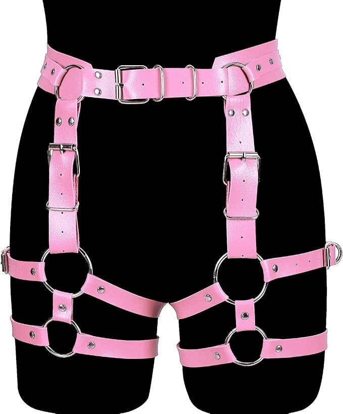 Leg Garters Black Faux Leather Waist Thigh Cage Belt Garter | eBay UK