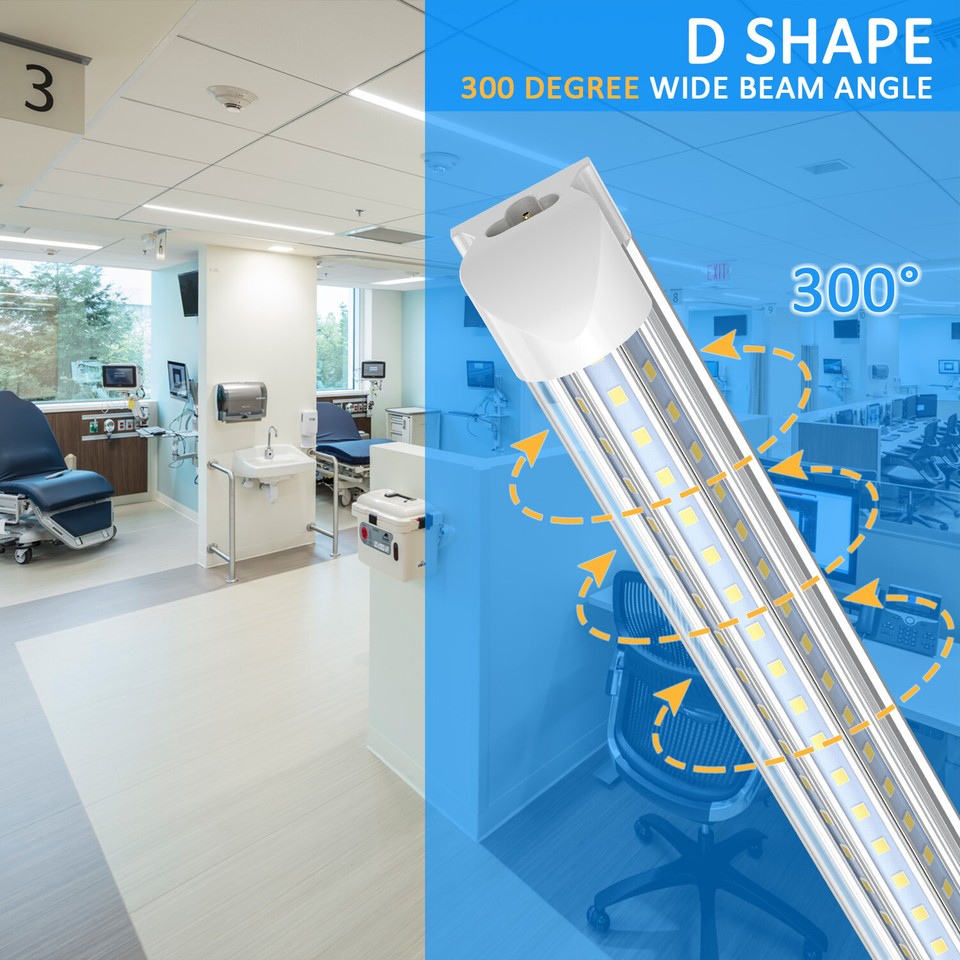 T8 8FT LED Shop Light Fixture 120W 6500K Ceiling Tube Light For Garage ...