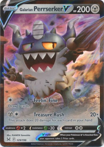 Galarian Perrserker V - 129/196 Ultra Rare Lost Origin NM Pokemon TCG ...
