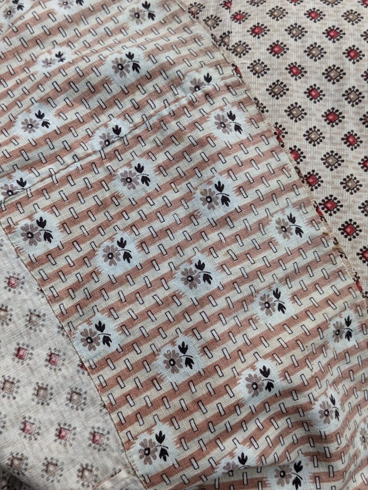 CIVIL WAR 1850’S CALICO PRINT COTTON LONG DRESS W BISHOP SLEEVES ...