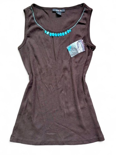 Y2K STYLE & CO BROWN TANK BLUE BEADS | eBay