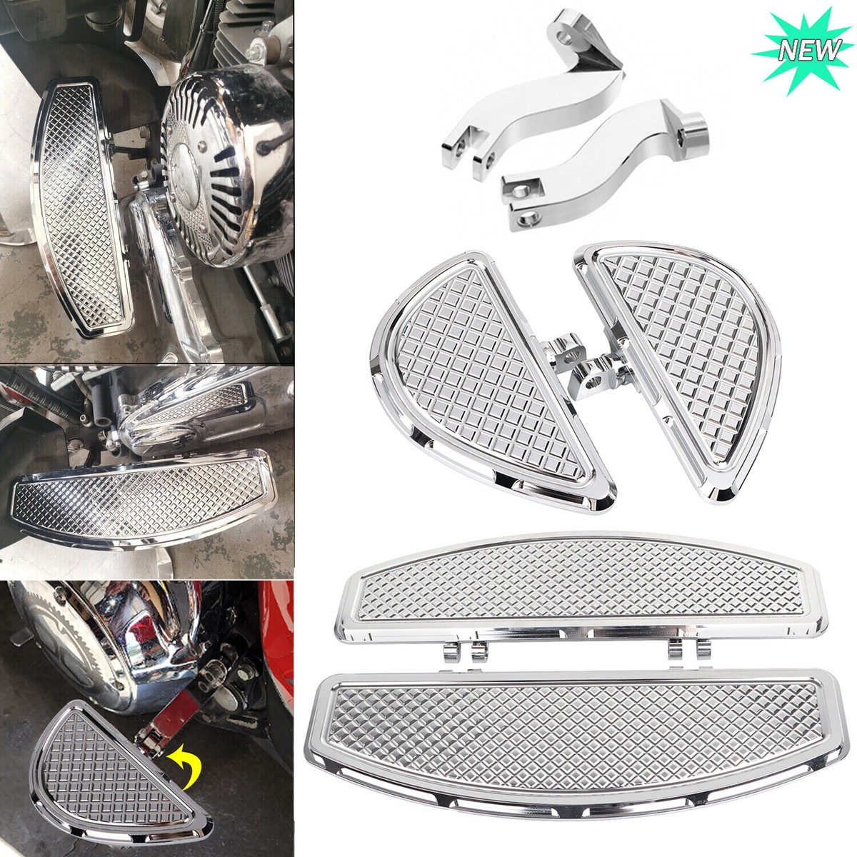 Chrome Motorcycle Floorboards HTT Motorcycle Chrome Passenger Mini
