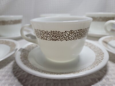 Pyrex White Milk Glass Set of 4 Woodland Coffee Cups and 4 Corelle ...