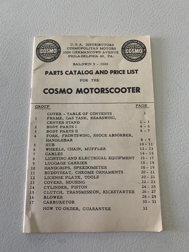 Cosmopolitan Motors Philadelphia Pa Parts Catalog & Price List Vintage ...