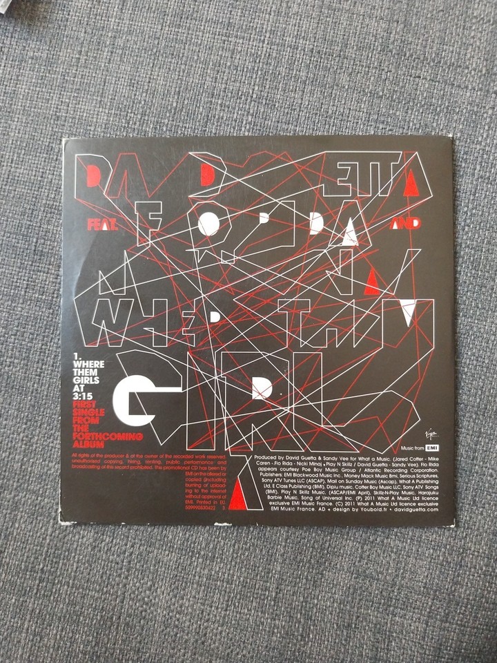 David Guetta Nicki Minaj Flo Rida Cd PROMO FRANCE Where Them Girls At ...