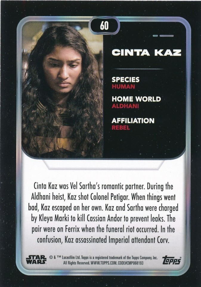 #60 CINTA KAZ/VARADA SETHU 2023 Topps Star Wars ANDOR | eBay