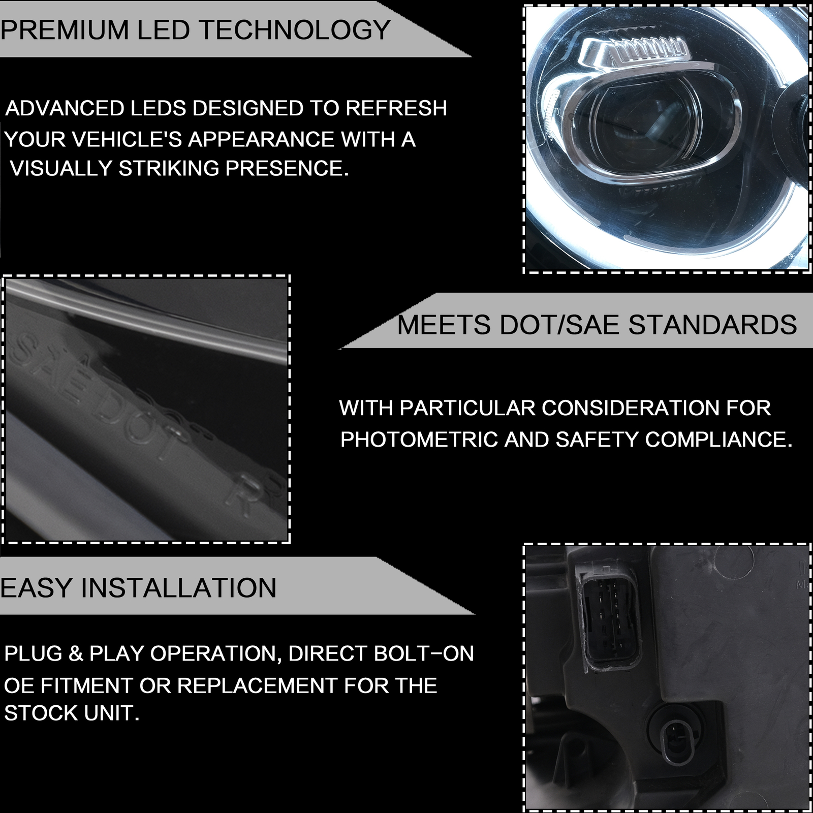 VLAND LED Headlights For 2007-2013 BMW Mini R55 R56 R57 R58 R59 W ...