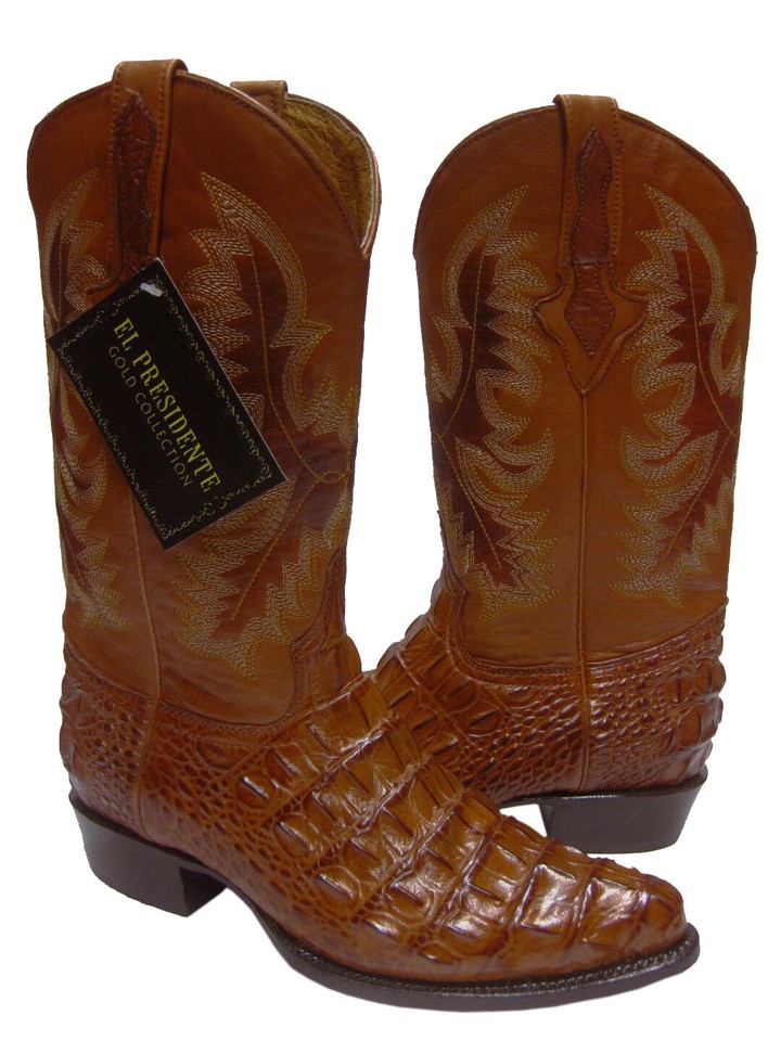 Mens Cognac Cowboy Boots Crocodile Back Pattern J Toe Rodeo Botas | eBay